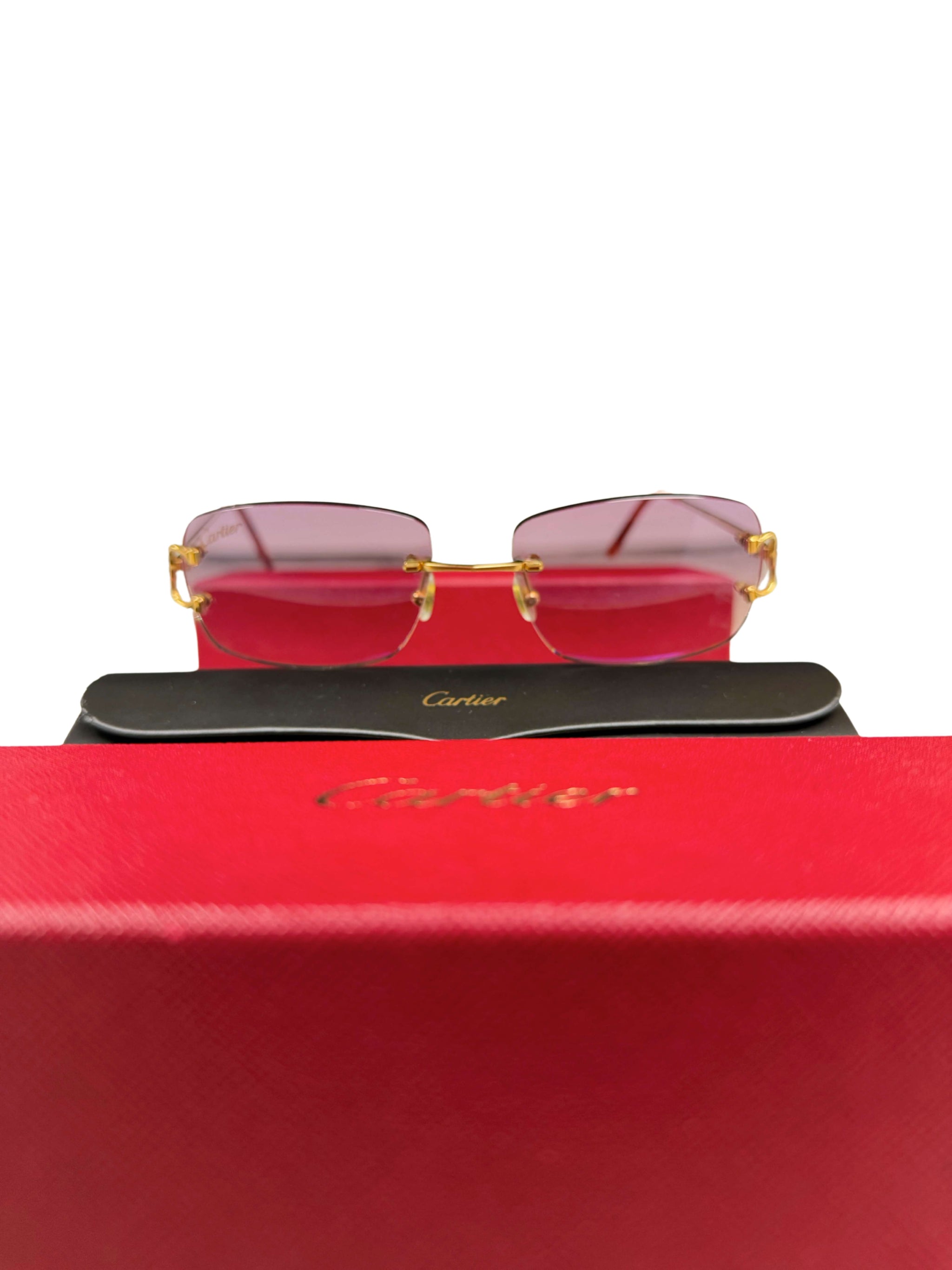 Cartier CT00920 001 Rimless Sunglasses - Gold/Purple